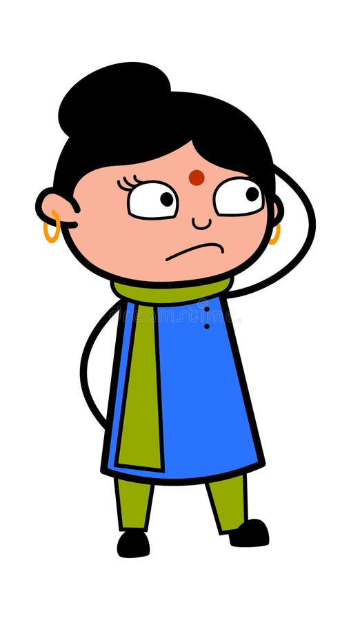 Cartoon Indian Lady Thinking in Confusion Stock Illustration ...
