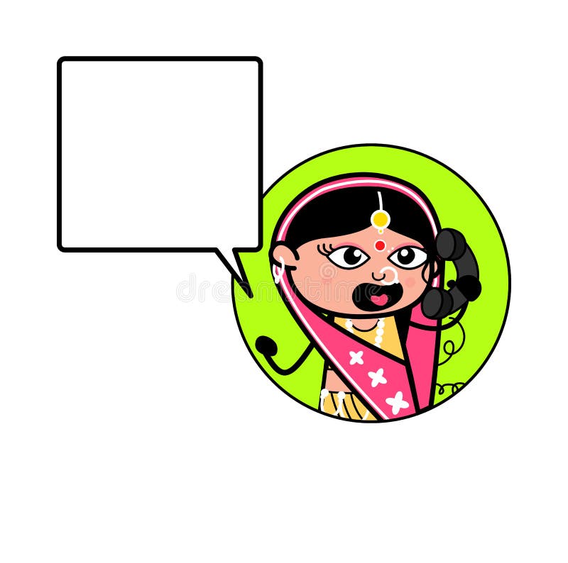 Cartoon Indian Woman Calling on Cell Phone Stock Illustration ...