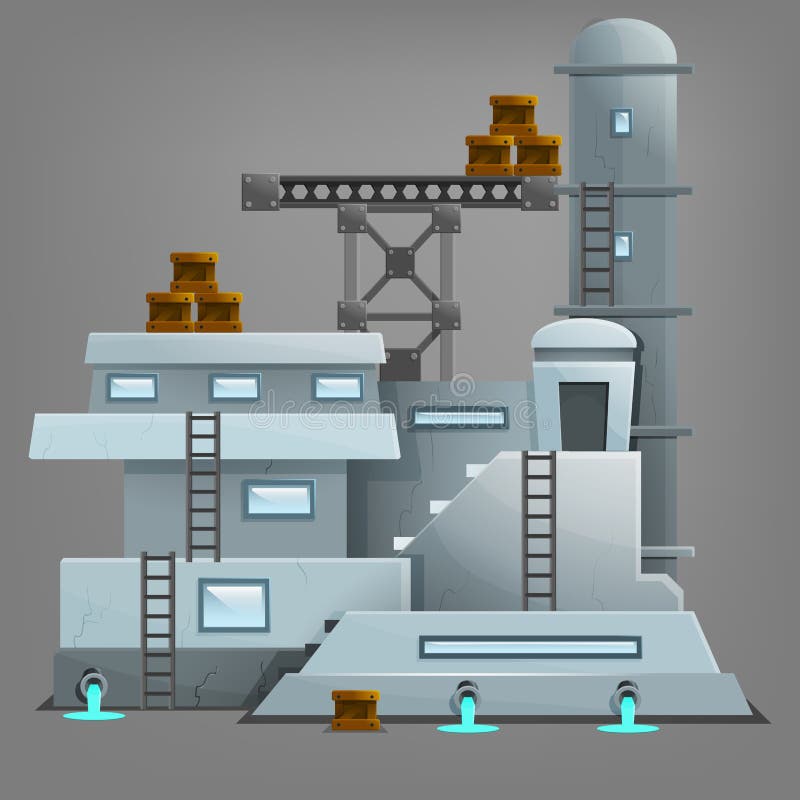 Cartoon Industrial Building. Stock Vector - Illustration of industrial ...