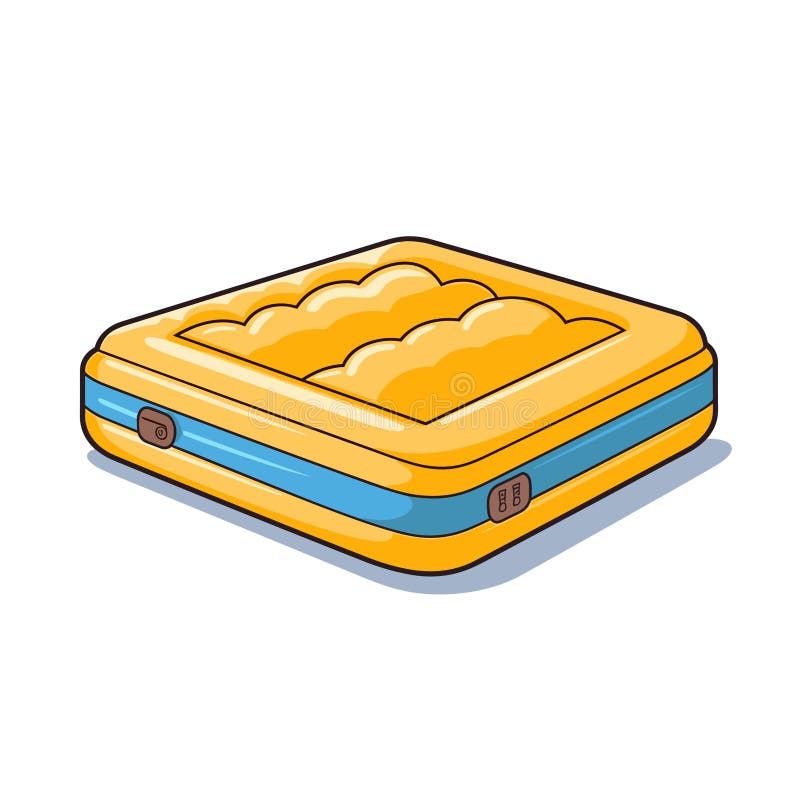Cartoon Inflatable Mattress with Raised Pillow Illustration Stock ...
