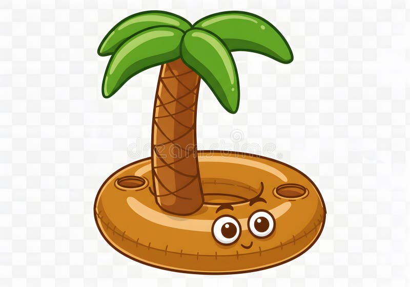 Cartoon Inflatable Pool Float with Palm Tree Stock Illustration ...