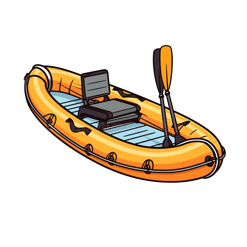 Cartoon Inflatable Raft with Oars Illustration Stock Illustration ...