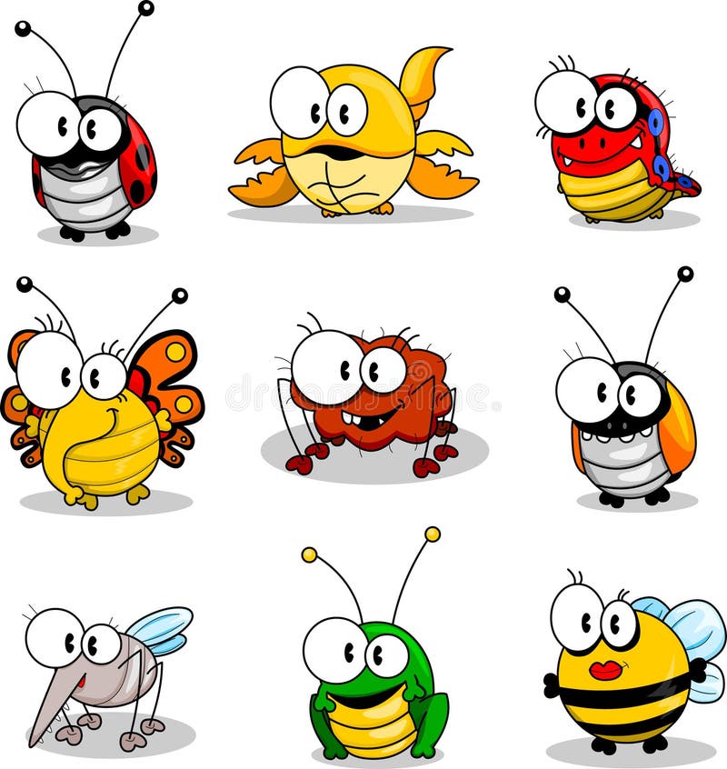 Cartoon insects stock vector. Illustration of funny, leaf - 14506415