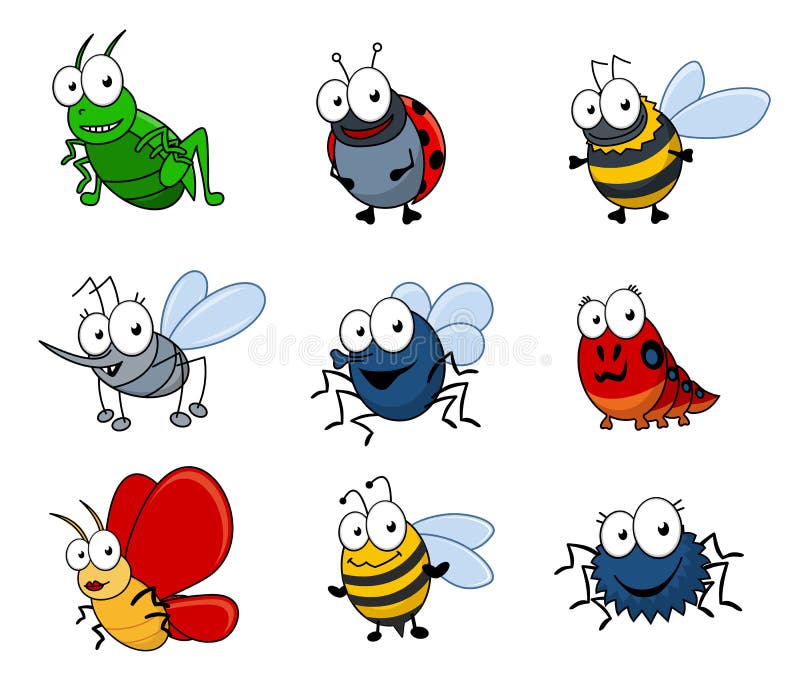 Cartoon insects set stock vector. Illustration of black - 35655176