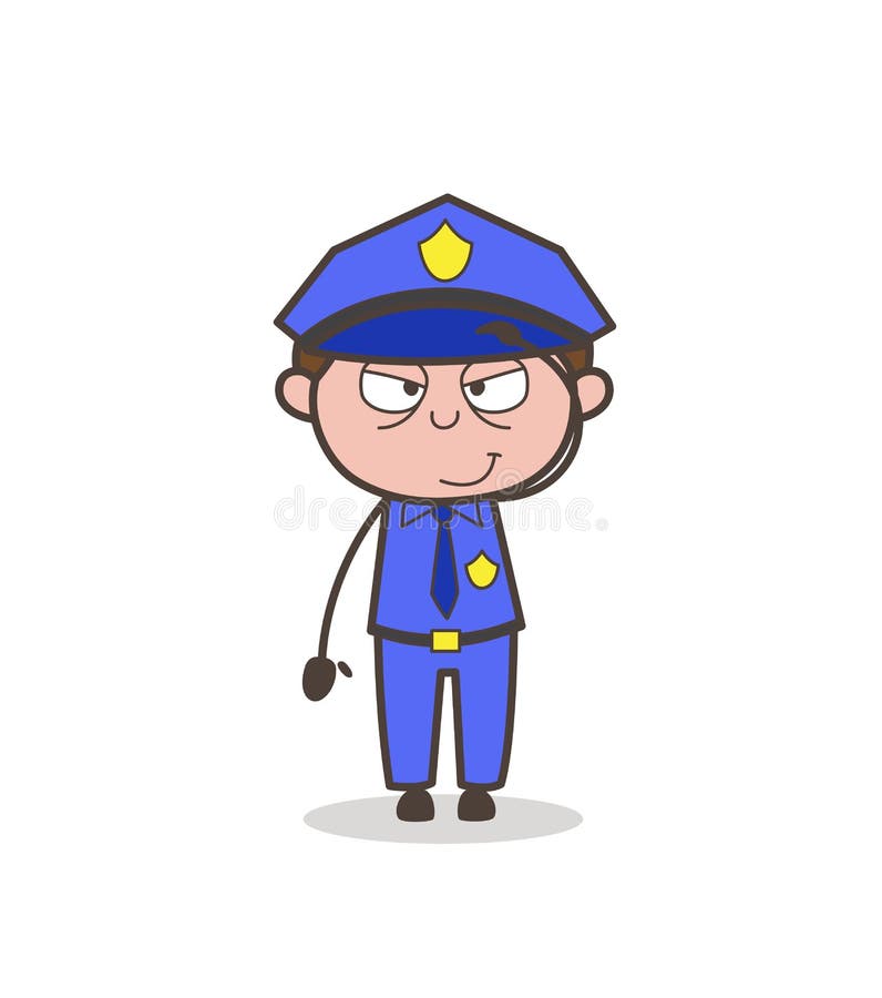 Cartoon Inspector Smirking Face Expression Stock Illustration ...