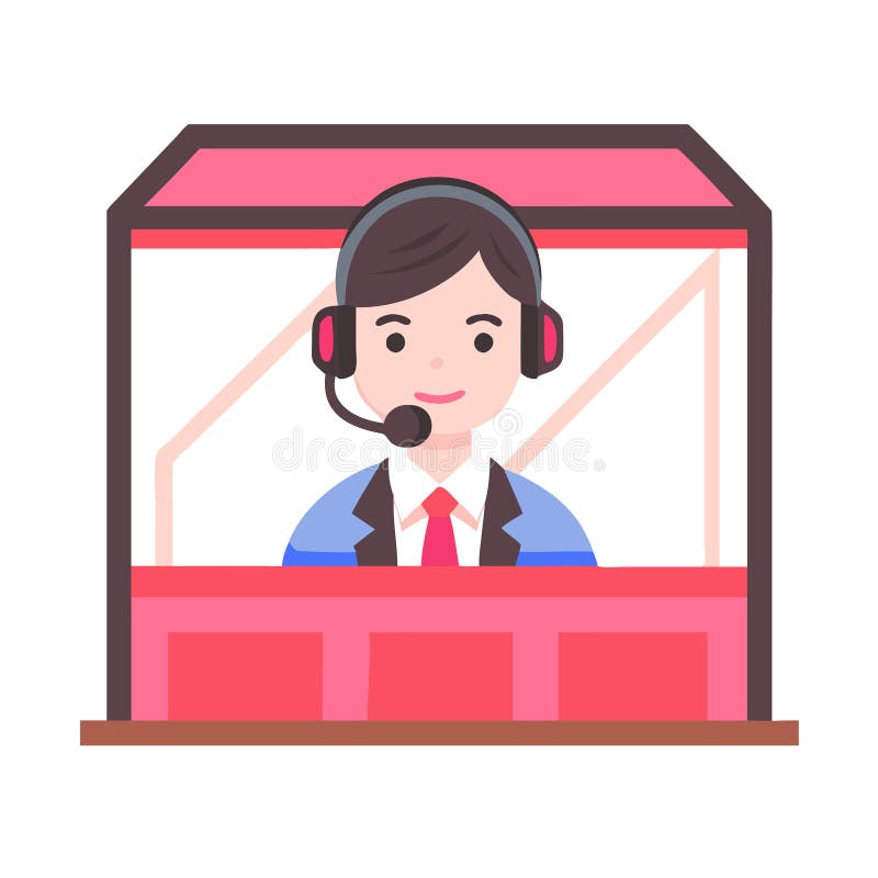 Cartoon Interpreter in Soundproof Booth with Headset Stock Photo ...