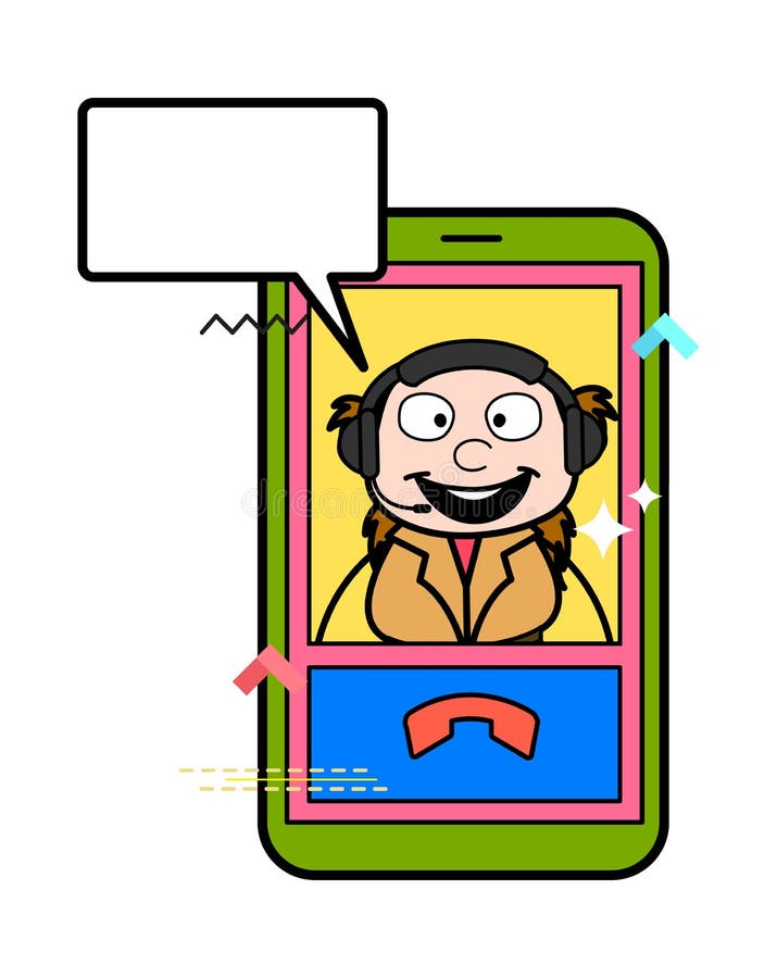 Cartoon Investigator Video Calling on Mobile Stock Illustration ...