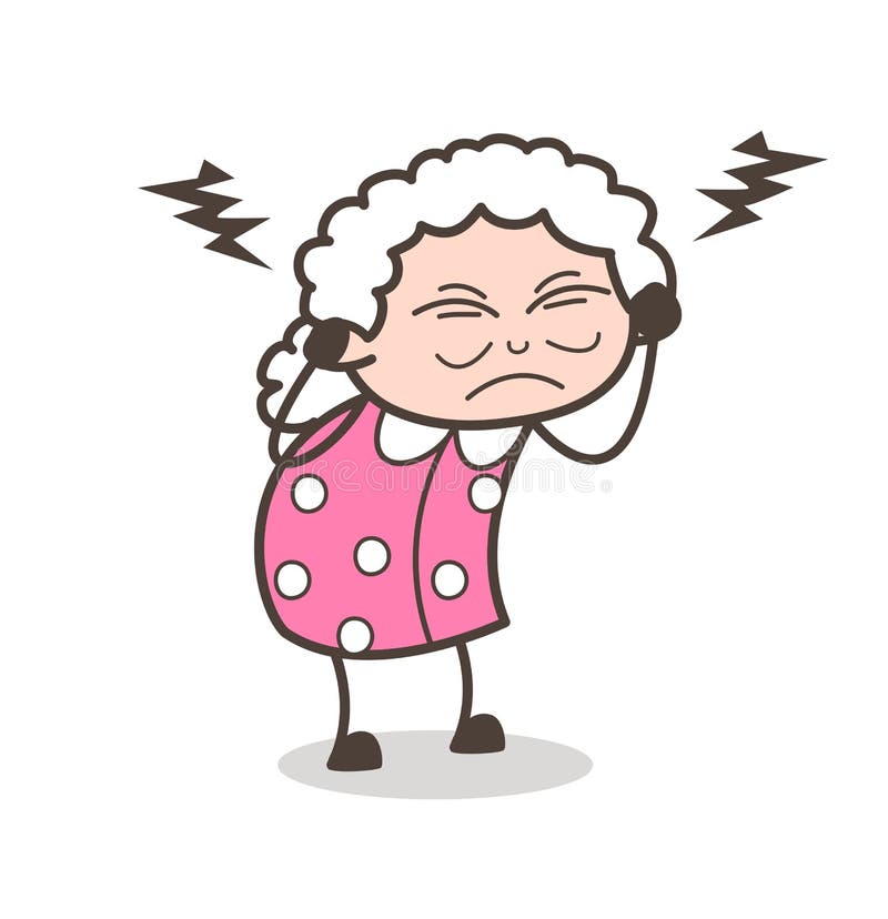 Cartoon Irritated Old Lady Face Expression Vector Illustration Stock ...