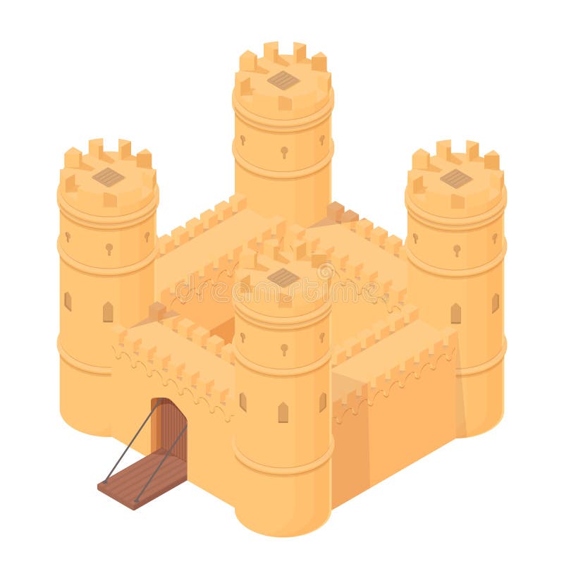 Cartoon Isometric Medieval Castle with Towers and Gates Stock Vector ... Cartoon Isometric Medieval Castle with Towers and Gates Stock Vector ...