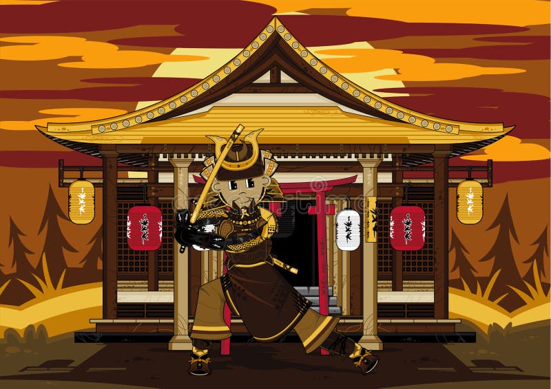 Cartoon Japanese Samurai Warrior Stock Vector - Illustration of ...