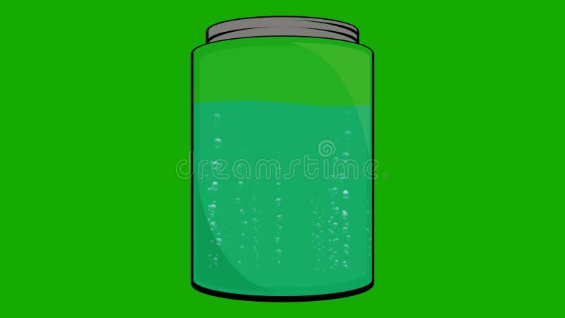 Cartoon Jar Filled with Liquid and Bubbles on a Green Screen Stock ...