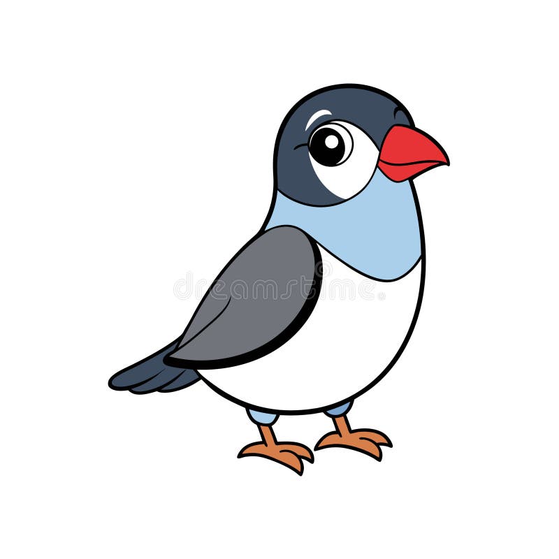 Cartoon Java Sparrow Character Illustration on White Background Stock ...