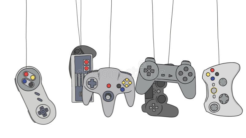 Cartoon Joysticks of a Video Game Consoles Swinging Stock Footage ...