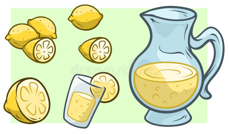 Cartoon Jug with Fresh Lemonade and Lemons Stock Vector - Illustration ... Cartoon Jug with Fresh Lemonade and Lemons Stock Vector - Illustration ...