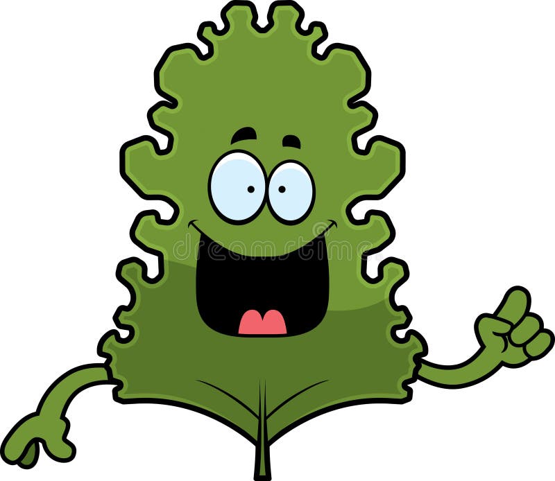 Cartoon Kale Leaf Idea stock vector. Illustration of happy - 69733698