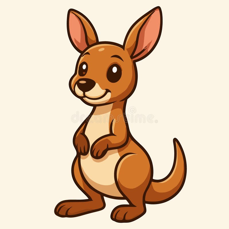 Cartoon Kangaroo Character Standing Upright Stock Vector - Illustration ...