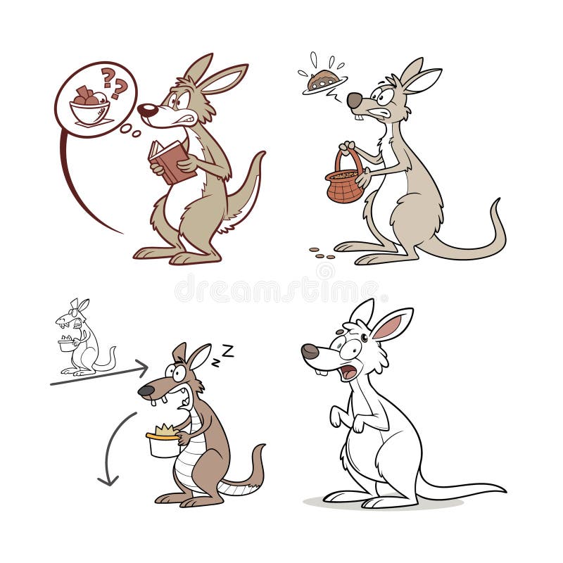 Cartoon Kangaroo Evolution and Transformation Stages Stock Vector ...