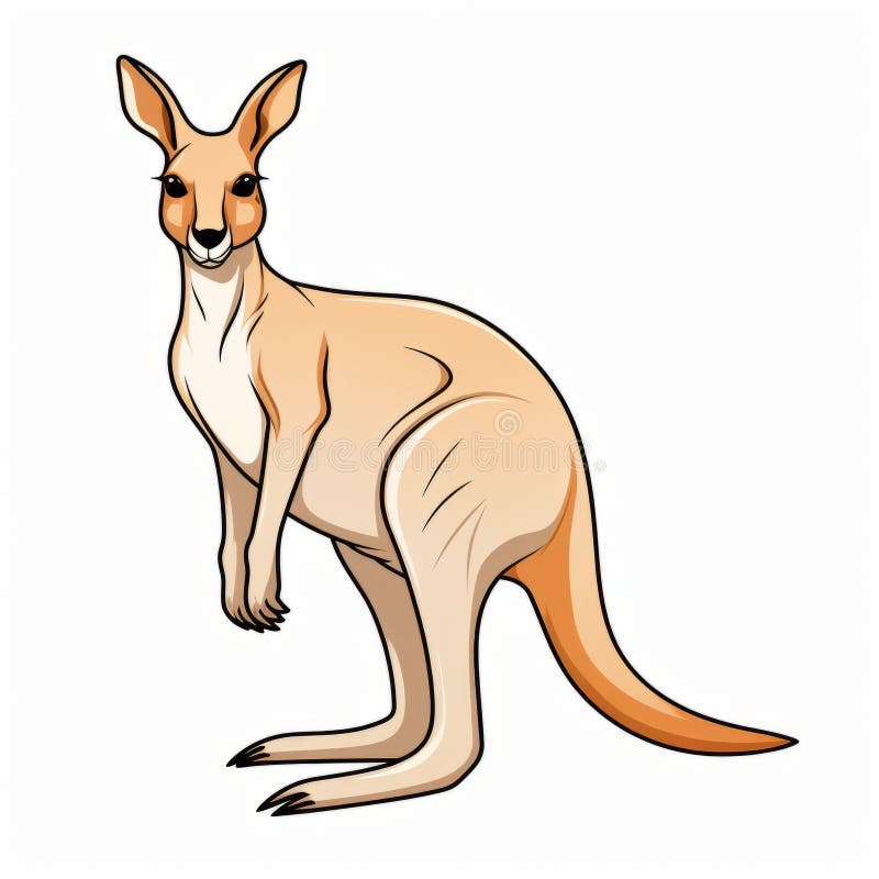 Cartoon Kangaroo Vector Illustration on White Background Stock ...