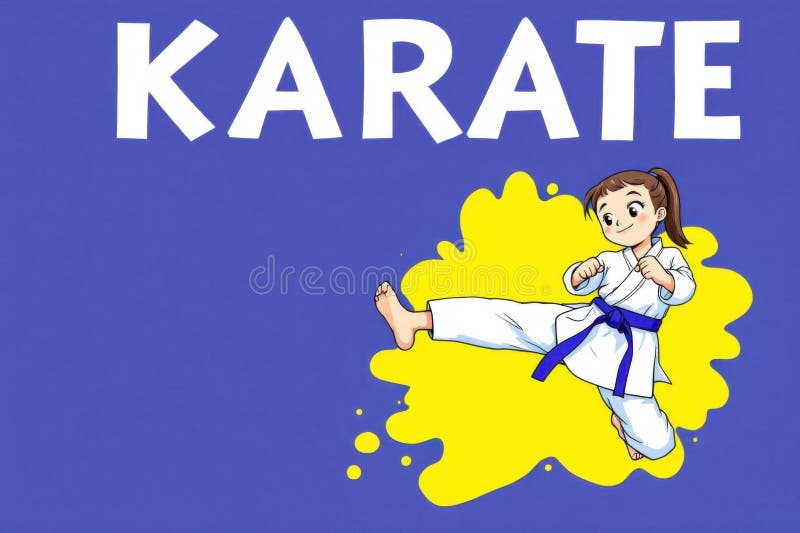 Cartoon of a Karate Girl stock illustration. Illustration of action ...