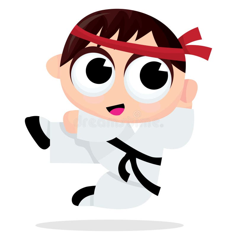 Cartoon Karate Kid stock illustration. Illustration of hair - 133472489