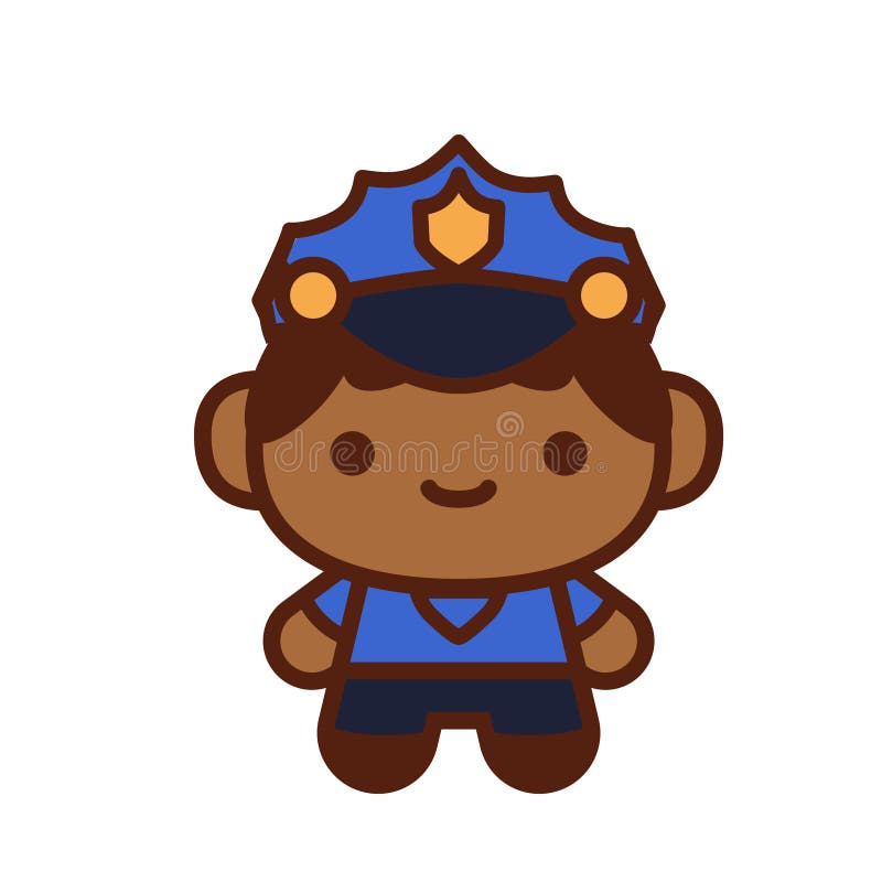 Cartoon Kawaii Cop Isolated Illustration Stock Illustration ...