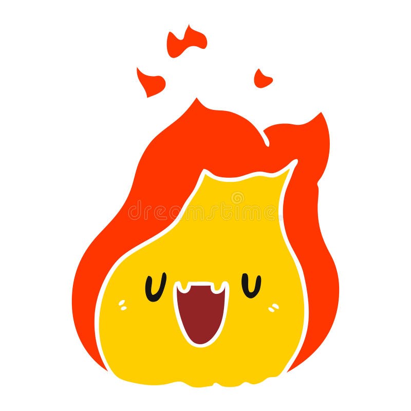 Cartoon Kawaii Cute Fire Flame Stock Vector - Illustration of drawn ...