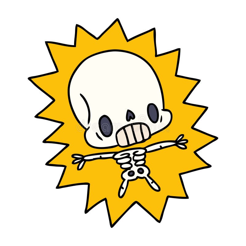 Cartoon Kawaii Electrocuted Skeleton Stock Vector - Illustration of ...