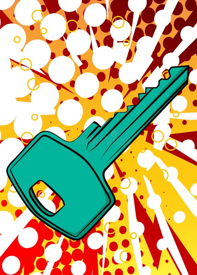 Cartoon Key, Comic Book Home Accessory. Vintage Vector Comics Pop Art ...