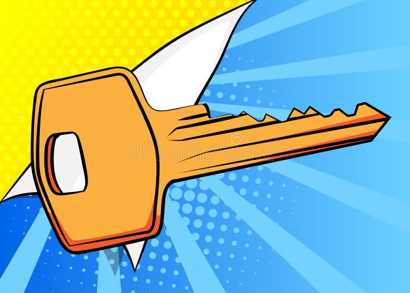 Cartoon Key, Comic Book Home Accessory. Vintage Vector Comics Pop Art ...