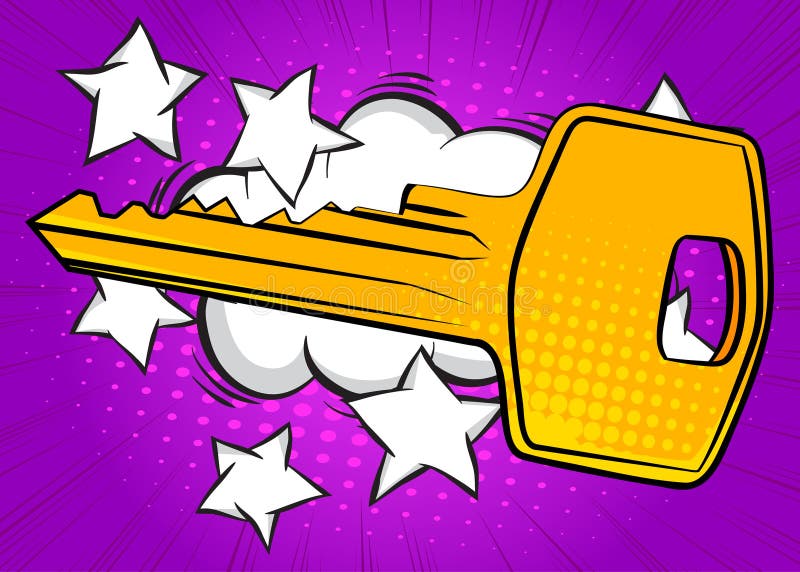 Cartoon Key, Comic Book Home Accessory. Vintage Vector Comics Pop Art ...