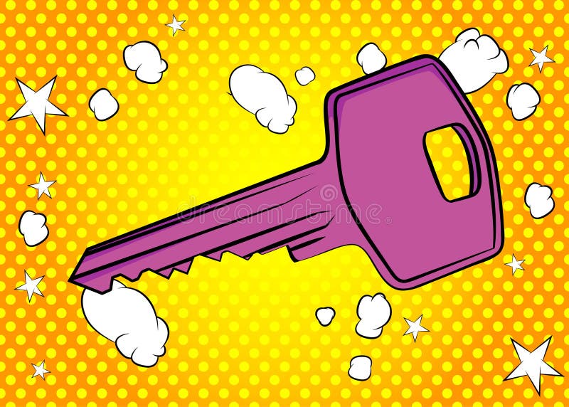 Cartoon Key, Comic Book Home Accessory. Vintage Vector Comics Pop Art ...