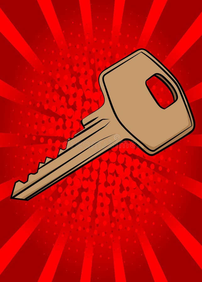 Cartoon Key, Comic Book Home Accessory. Vintage Vector Comics Pop Art ...