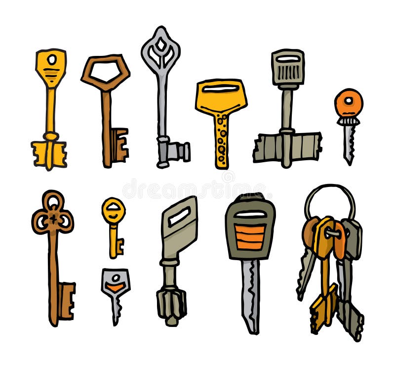 Cartoon key set stock illustration. Illustration of computer - 30676464