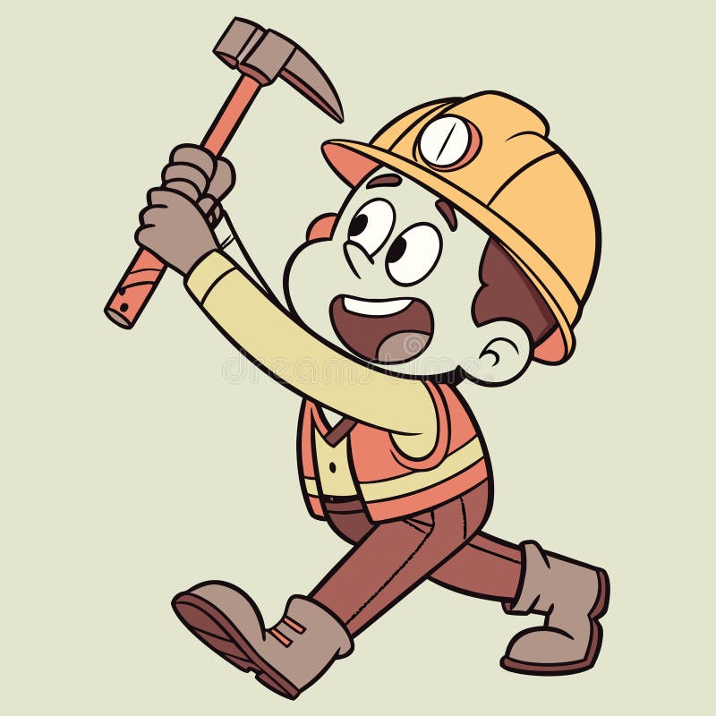 Cartoon Kid Construction Worker with Hammer â€ Builder Character ...