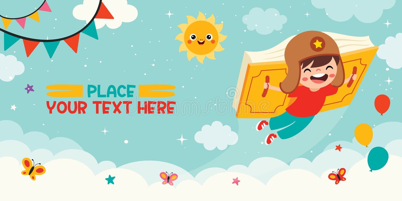 Kids Riding Flying Books Stock Illustrations – 49 Kids Riding Flying ...