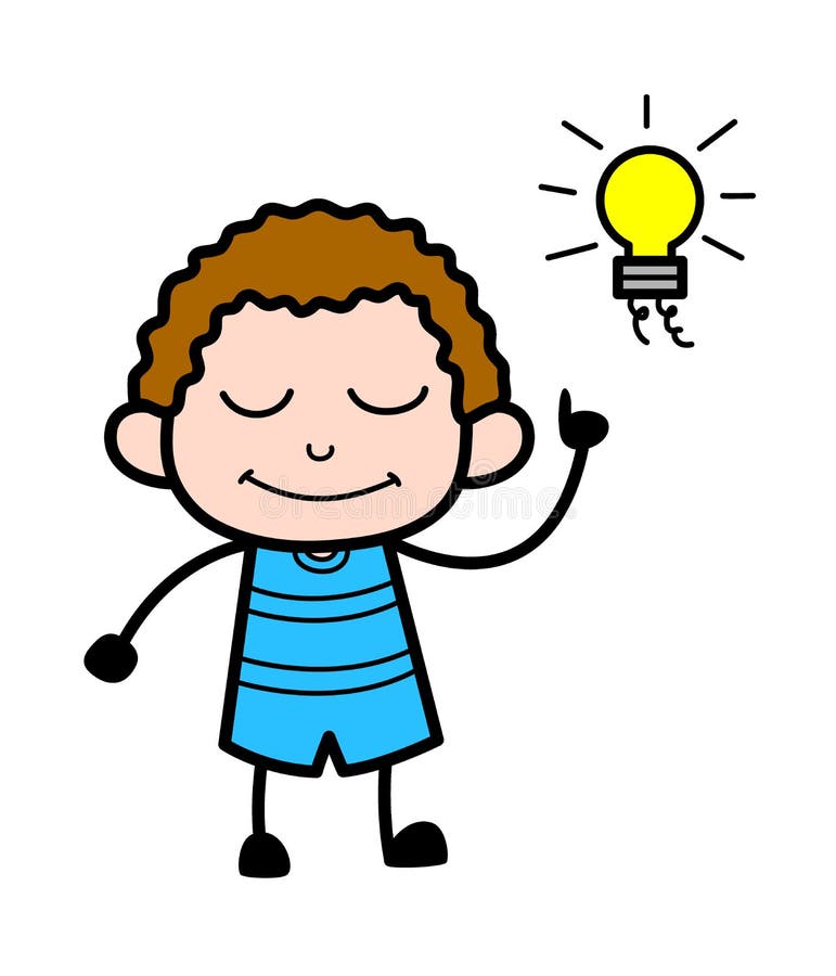 Cartoon Kid Got an idea stock illustration. Illustration of question ...