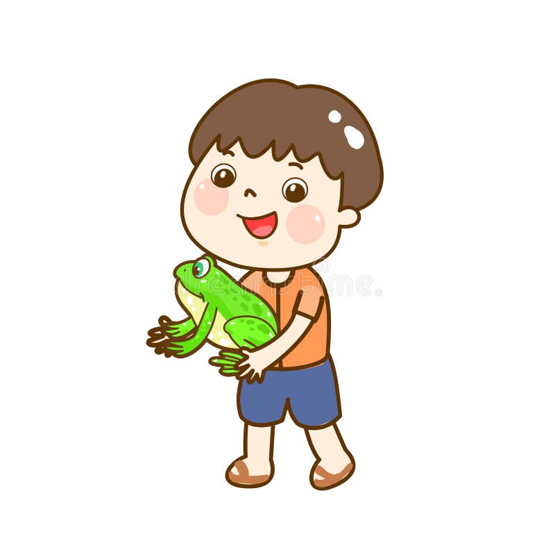 Cartoon Kid Have Frog Character. Stock Vector - Illustration of diagram ...