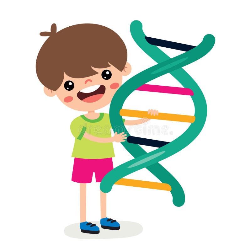 Cartoon Kid Holding DNA Icon Stock Illustration - Illustration of ...