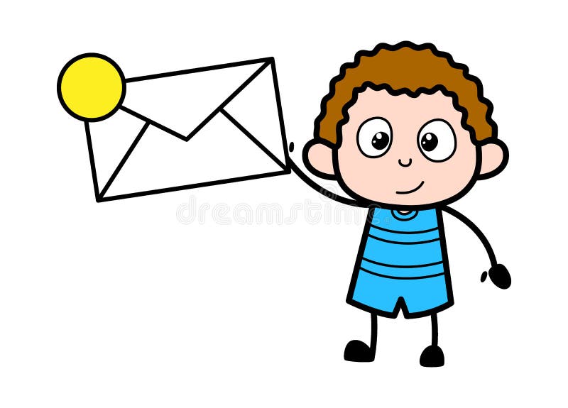 Cartoon Kid Holding Envelope Stock Illustration - Illustration of pupil ...