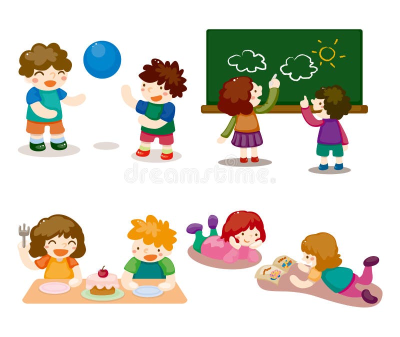 Cartoon kid playing set stock vector. Illustration of doodle - 22240931