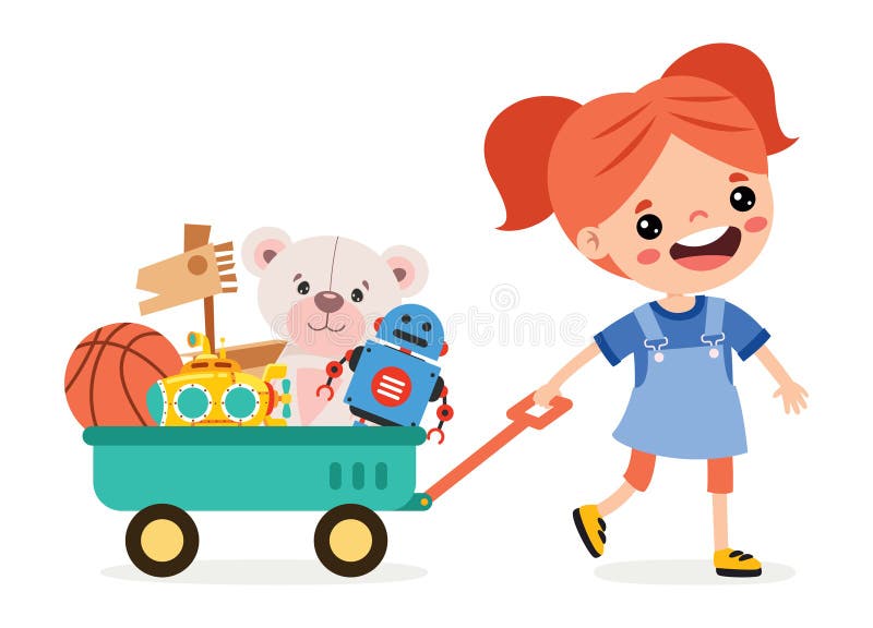 Cartoon Kid Pulling Wagon Stock Illustrations – 66 Cartoon Kid Pulling ...