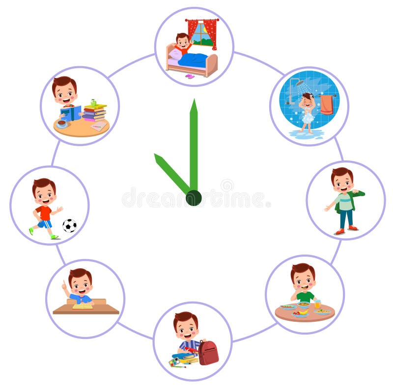 Cartoon Kid Routine Activities Set Stock Illustrations – 199 Cartoon ...