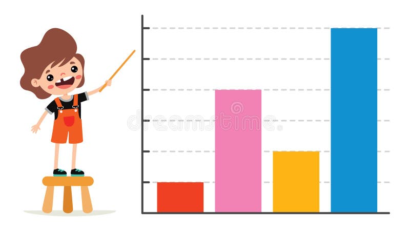 Cartoon Kid Showing Bar Graph Stock Illustration - Illustration of ...
