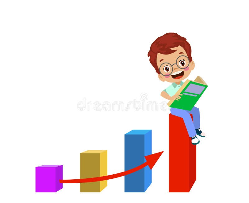 Cartoon Kid Showing Bar Graph Pro Vector Stock Vector - Illustration of ...