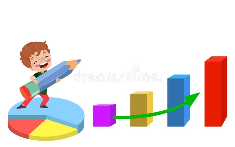 Cartoon Kid Showing Bar Graph Pro Vector Stock Illustration ...