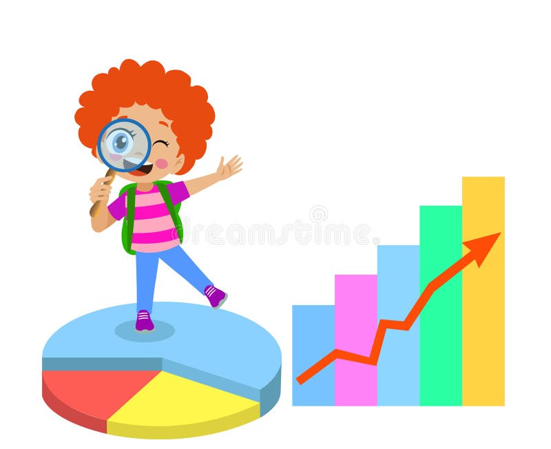 Cartoon Kid Showing Bar Graph Pro Vector Stock Illustration ...