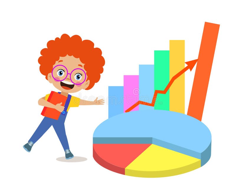 Cartoon Kid Showing Bar Graph Pro Vector Stock Illustration ...
