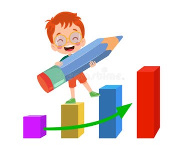 Cartoon Kid Showing Bar Graph Pro Vector Stock Illustration ...