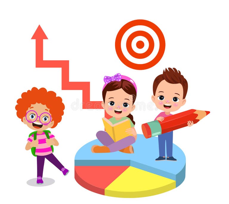 Cartoon Kid Showing Bar Graph Pro Vector Stock Illustration ...