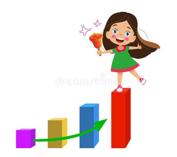 Cartoon Kid Showing Bar Graph Pro Vector Stock Illustration ...